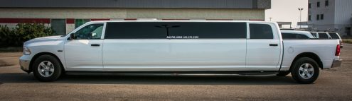 White Dodge Ram Limo: Unique Truck Limousine | AMPM Limo